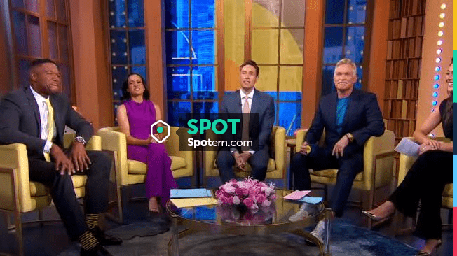 Black Halo Corrine Draped Bodice Wide Leg Jumpsuit worn by Linsey Davis ...