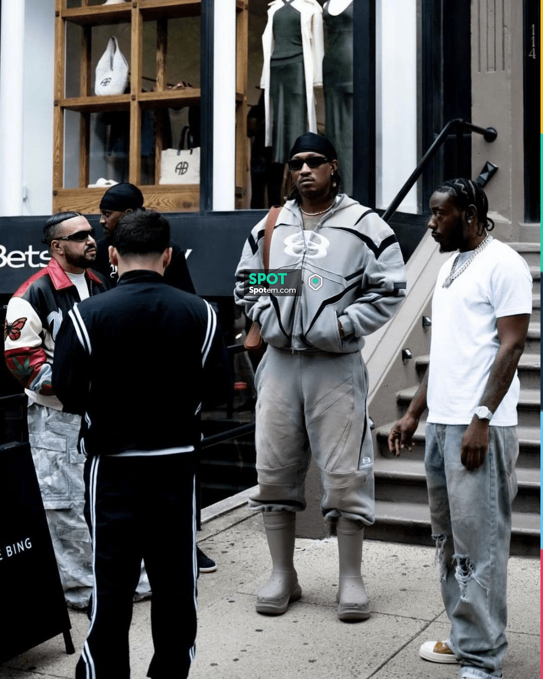 Balenciaga Grey Unity Sports Icon Zip Biker Hoodie worn by Future on ...