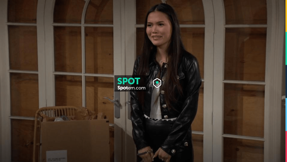 Cinq a Sept Faux Leather Rhinestone Regina Jacket worn by Luna (Lisa ...