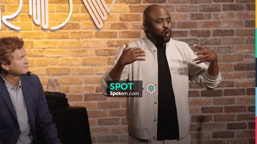 Theory Off-White Murphy Bomber Jacket worn by Wayne Brady as seen in ...
