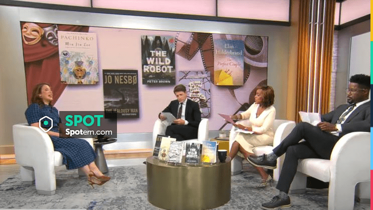 Anne Klein Houndstooth Print Denim Shirtdress worn by Sarah Gelman as ...