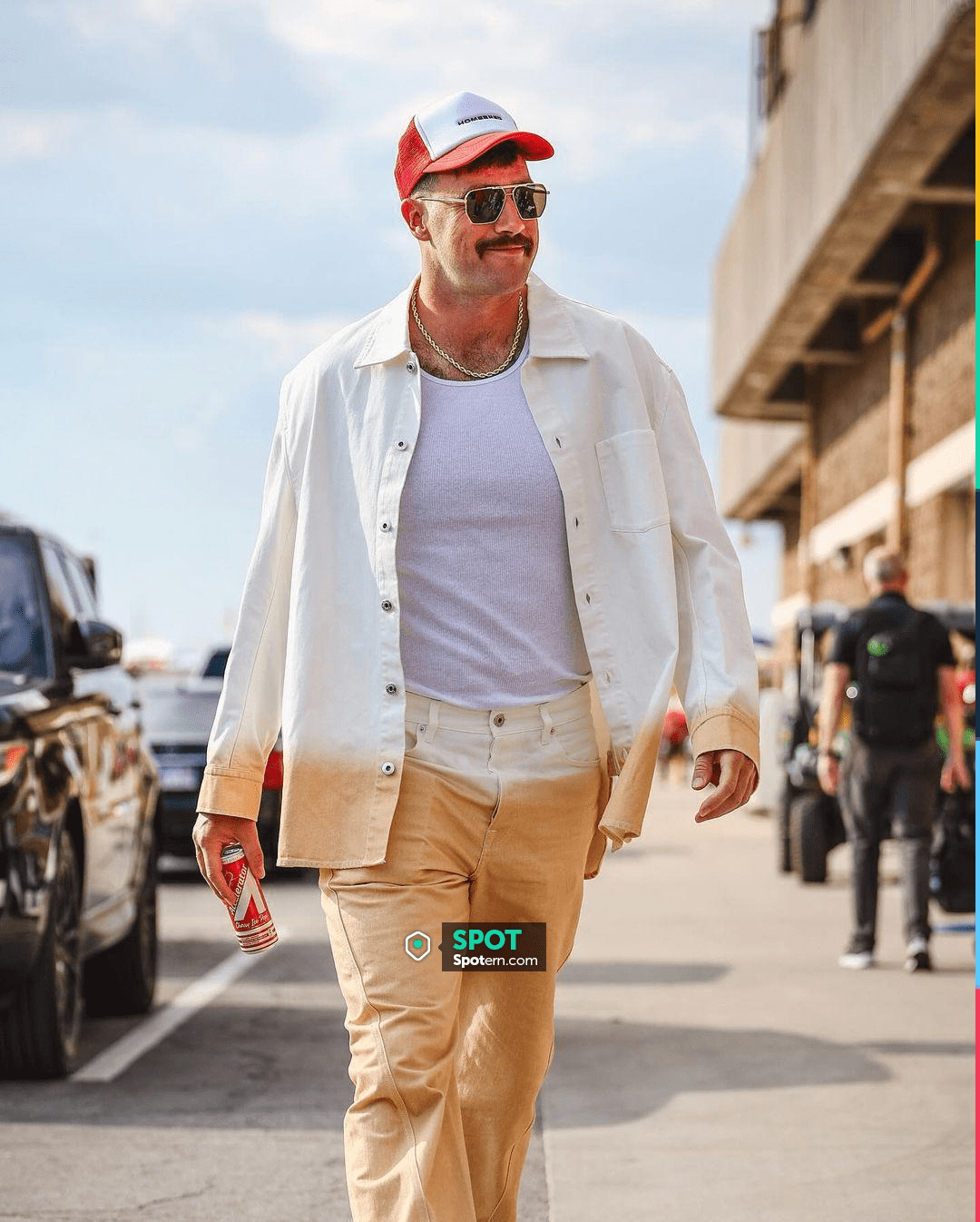 Lanvin White & Beige Gradient Jeans worn by Travis Kelce on the ...