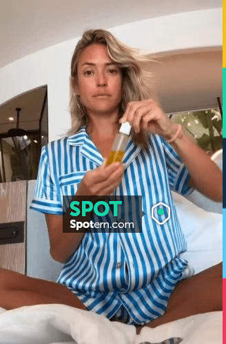 Ensemble short rayé Petite Plume en soie de mûrier porté par Kristin ...