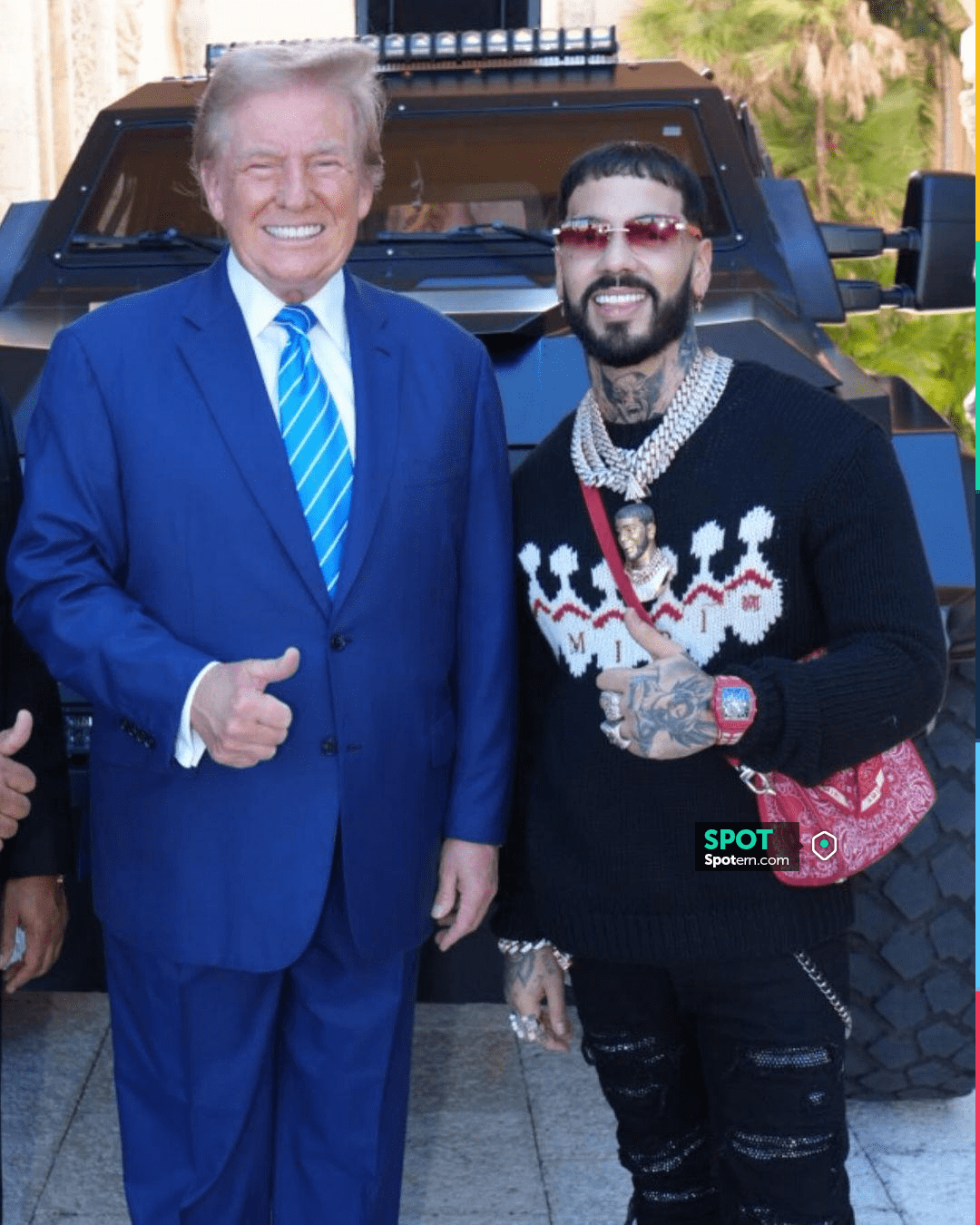 Amiri Red Bandana Mini Triangle Bag worn by Anuel AA on the Instagram ...