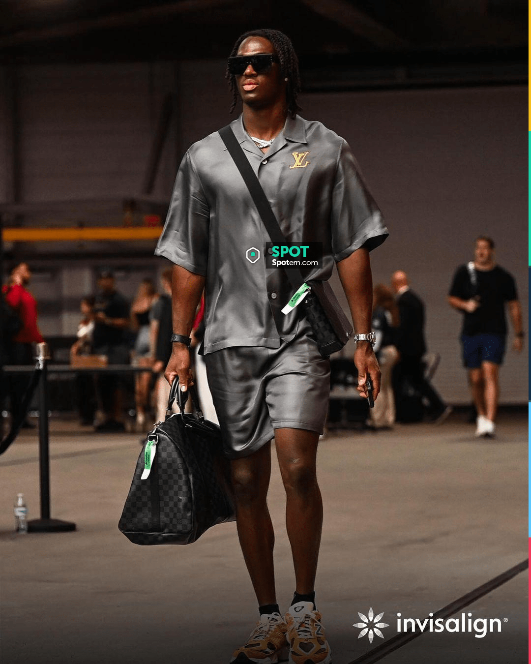 Louis Vuitton Grey LV Ropes Silk Shirt worn by Marvin Harrison Jr. on ...