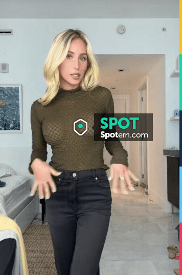 Frame Mesh Lace Turtleneck in Rich Military worn by Alix Earle on her ...