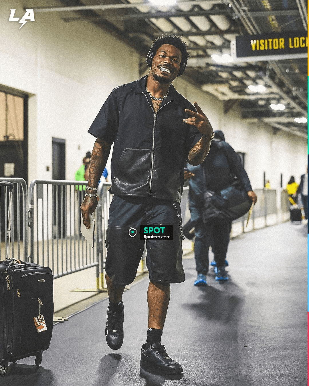 Chrome Hearts Black Leather Carpenter Panel Shorts worn by Derwin James ...