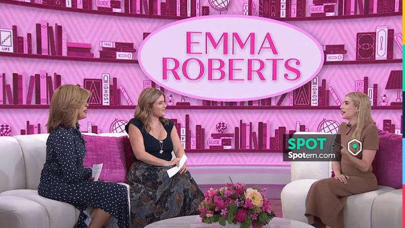 Scanlan Theodore Crepe Knit Collar Dress in Spice worn by Emma Roberts ...