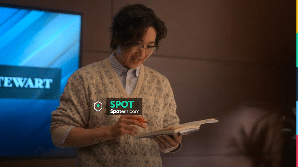 Schiesser Jacquard V-Neck Sweater worn by Daniel Kim (Tim Jo) as seen ...