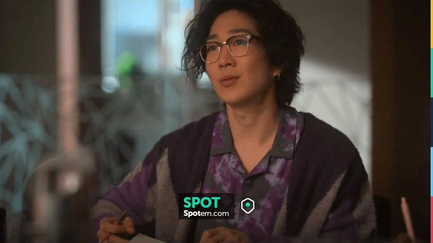 Open Edit Relaxed Fit Sky Print Button-Up Camp Shirt In Purple worn by ...