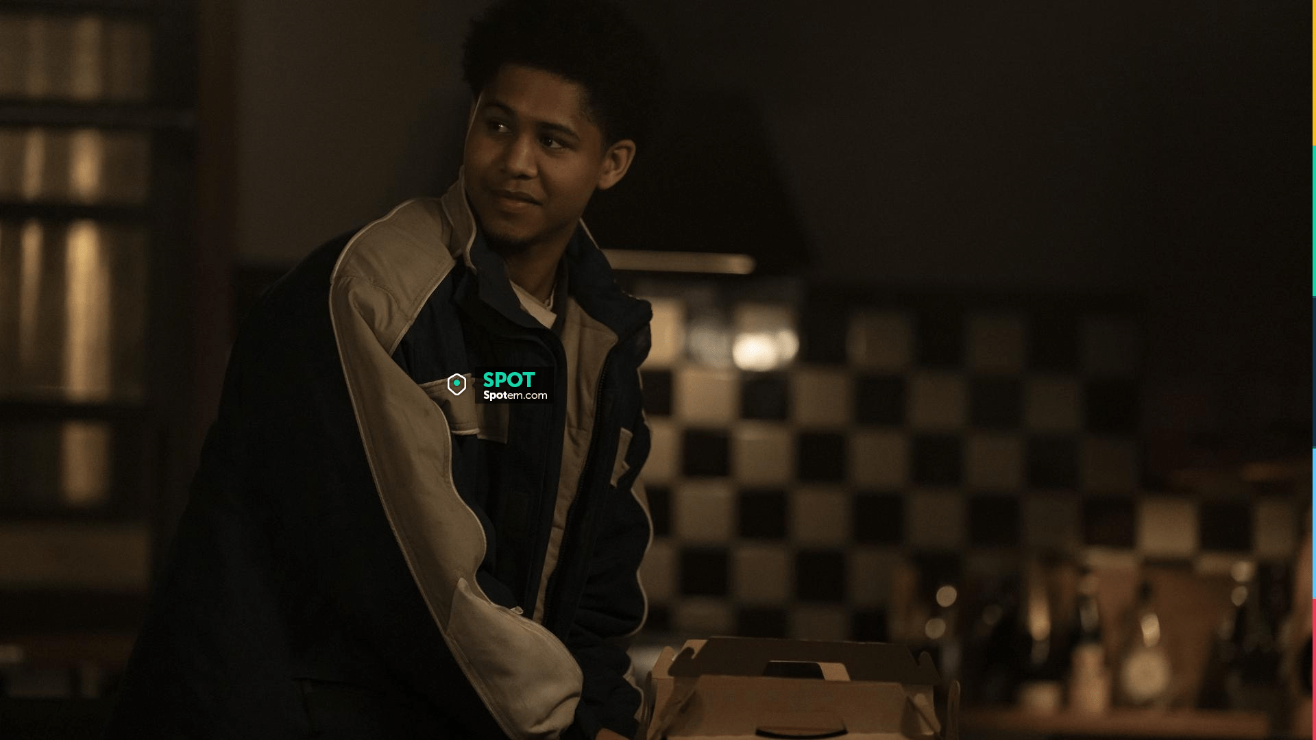 Wardrobe of The Penguin: Victor Aguilar (Rhenzy Feliz) wears Grey and Black Zip Jacket in season ...