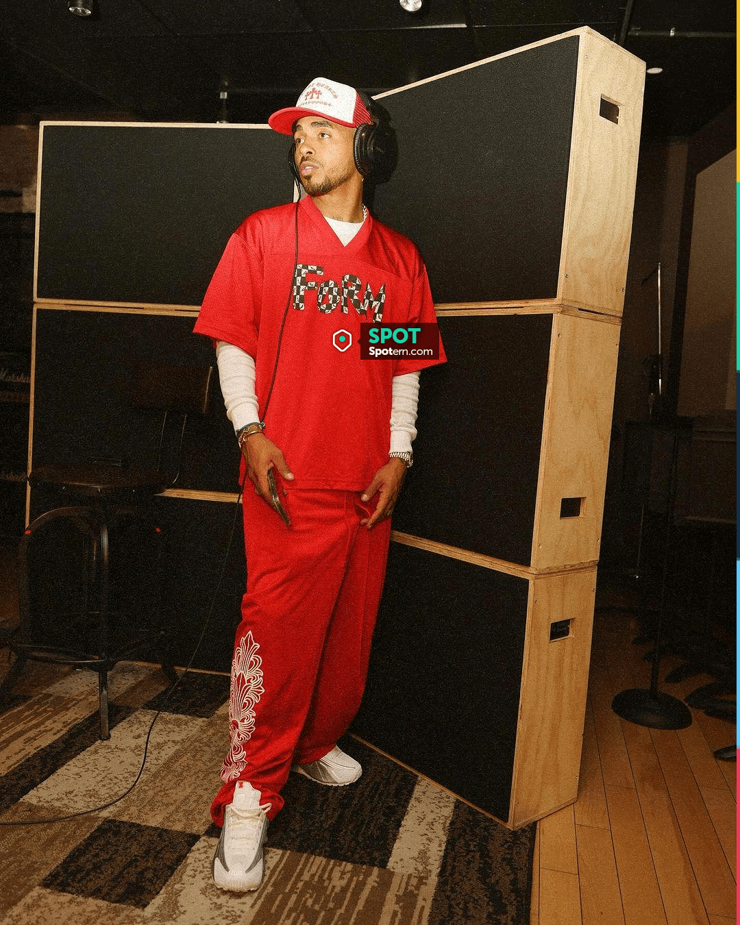 Chrome Hearts x Matty Boy Red Form Football Jersey worn by Ozuna on the ...