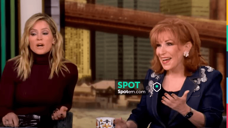 Cinq a Sept Crystal Chrysanthemum Khloe Denim Blazer worn by Joy Behar as seen in The View on ...