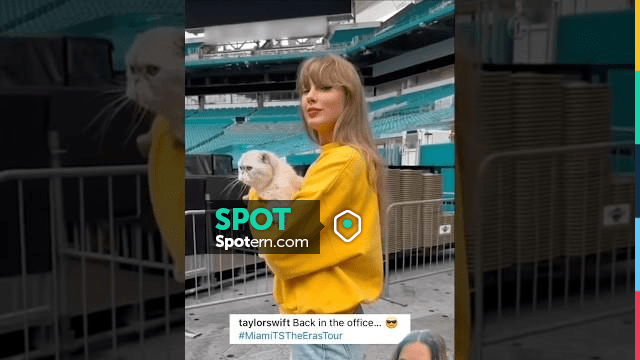 Taylor Swift wears a yellow sweatshirt during her Reels on Instagram in ...