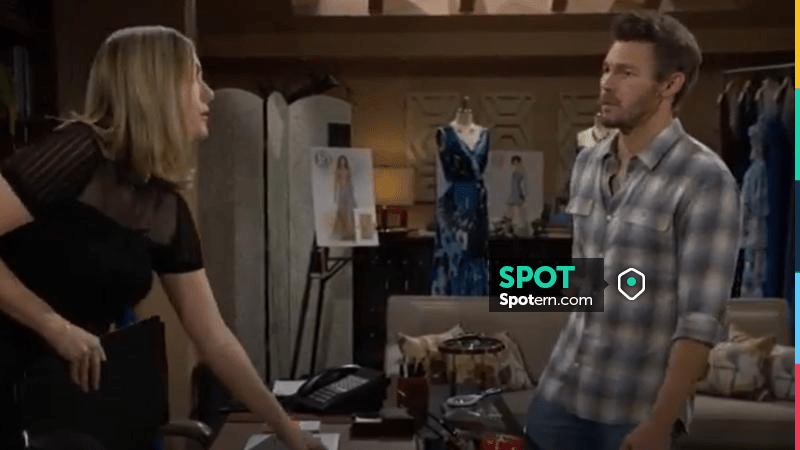 Vince Shadow Plaid Shirt in Salton Sea/Leche worn by Liam Spencer ...