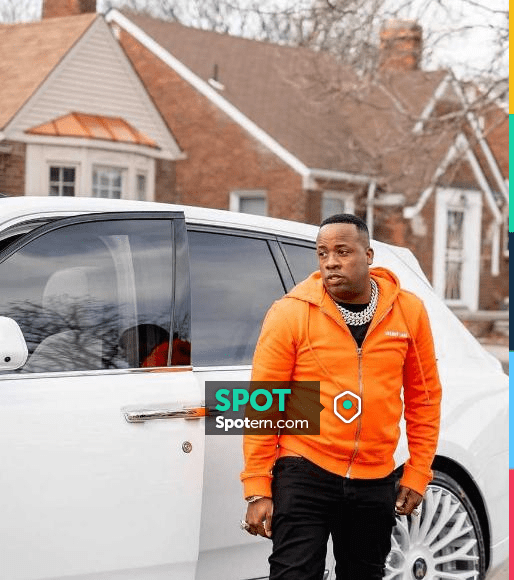 Helmut Lang Orange Basic Zip Hoodie worn by Yo Gotti on the Instagram account @yogotti1_fans ...