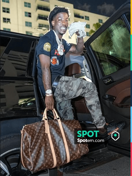 Louis Vuitton Black & Orange-Logo 'Luxembourg' Sneakers worn by Toosii ...