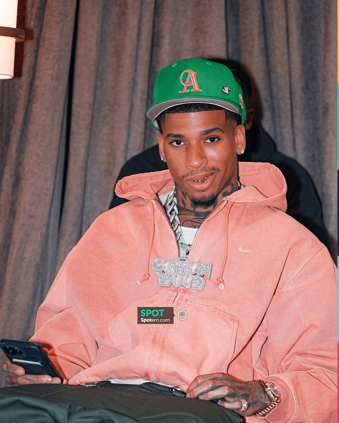 Nike Faded Orange Hooded Workwear Jacket worn by NLE Choppa on the ...