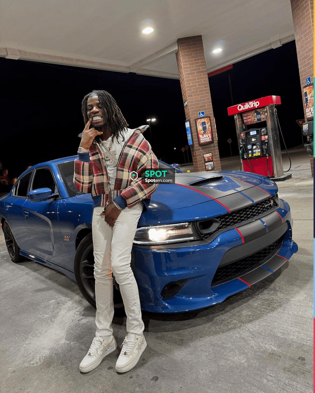 Bape Red & Beige Plaid Down Bomber Jacket worn by SleazyWorld Go on the ...