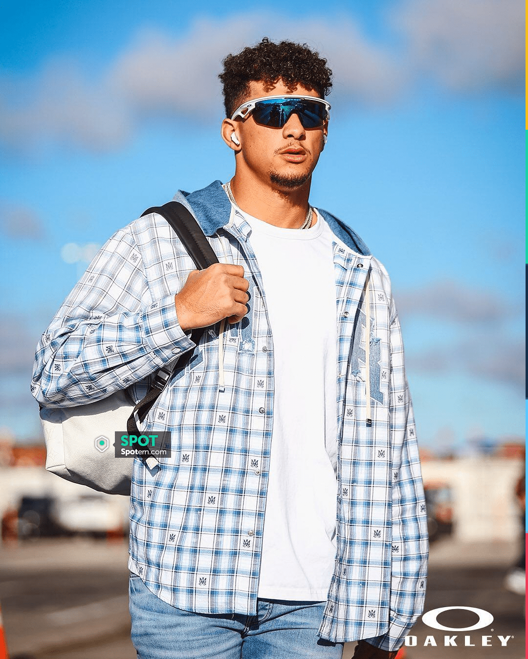 Louis Vuitton White Taigarama Discovery Backpack worn by Patrick ...