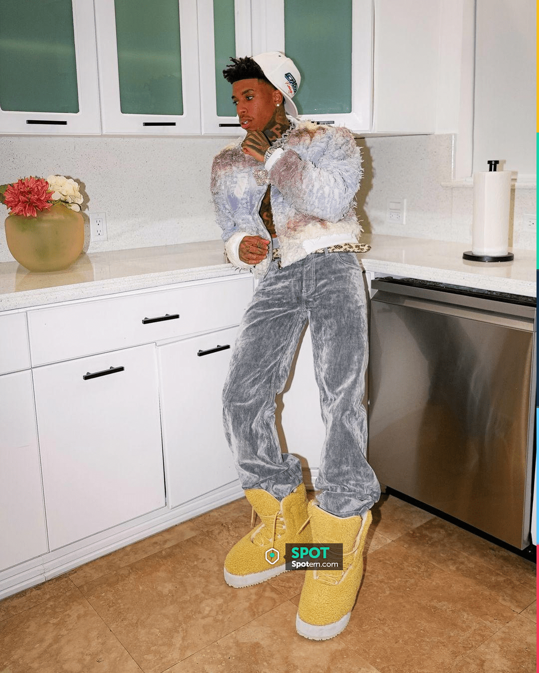 PDF Channel Yellow Shearling Venus Boots worn by NLE Choppa on the Instagram account ...