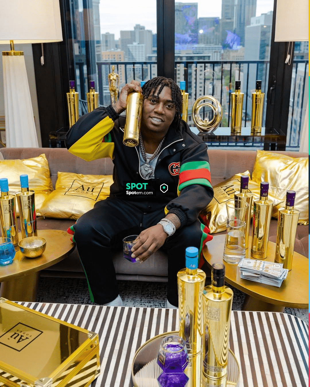 Gucci Black Colorblock GG Logo Track Jacket worn by Fredo Bang on the ...