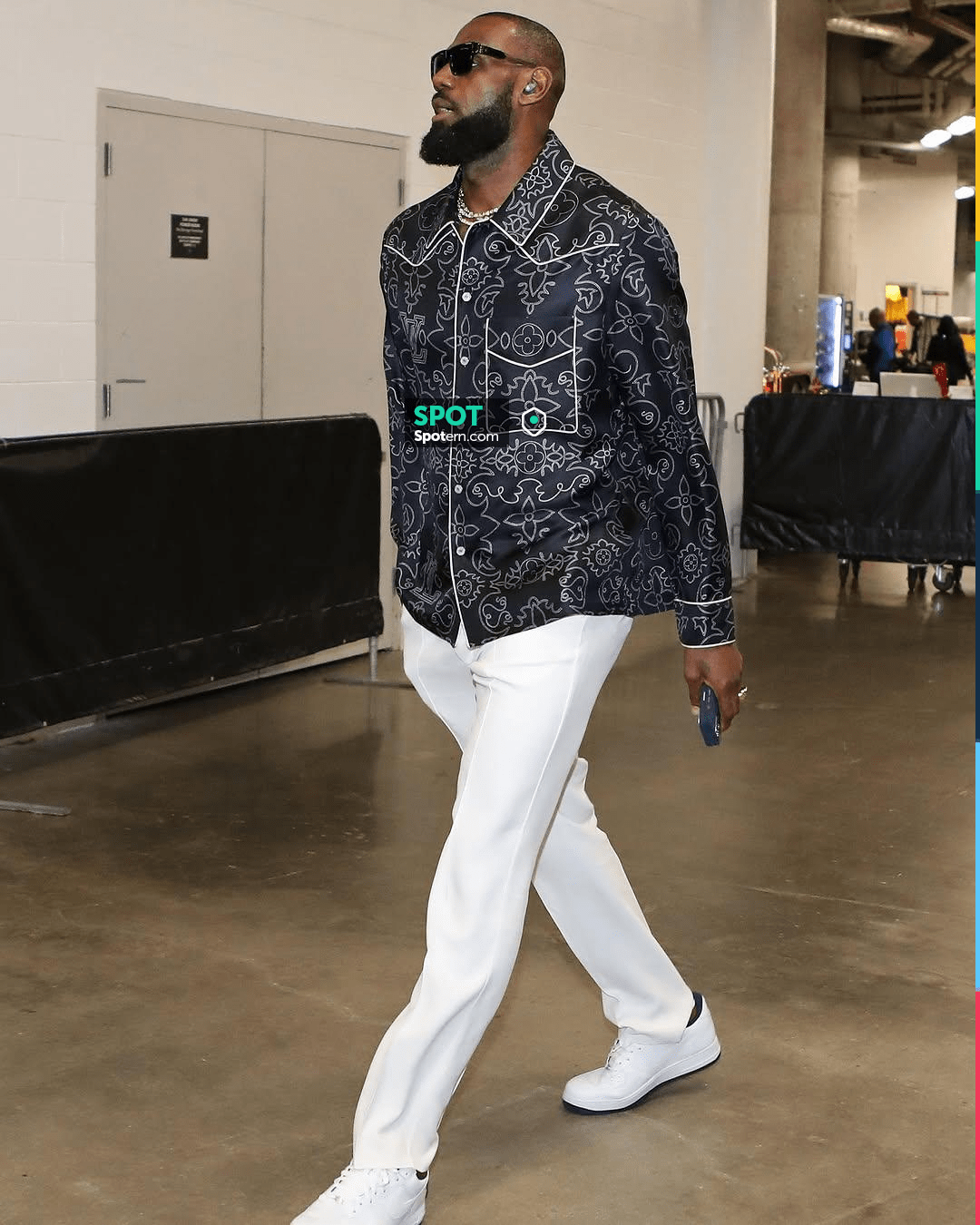 Louis Vuitton Black LV Arabesque Silk Pajama Shirt worn by LeBron James ...