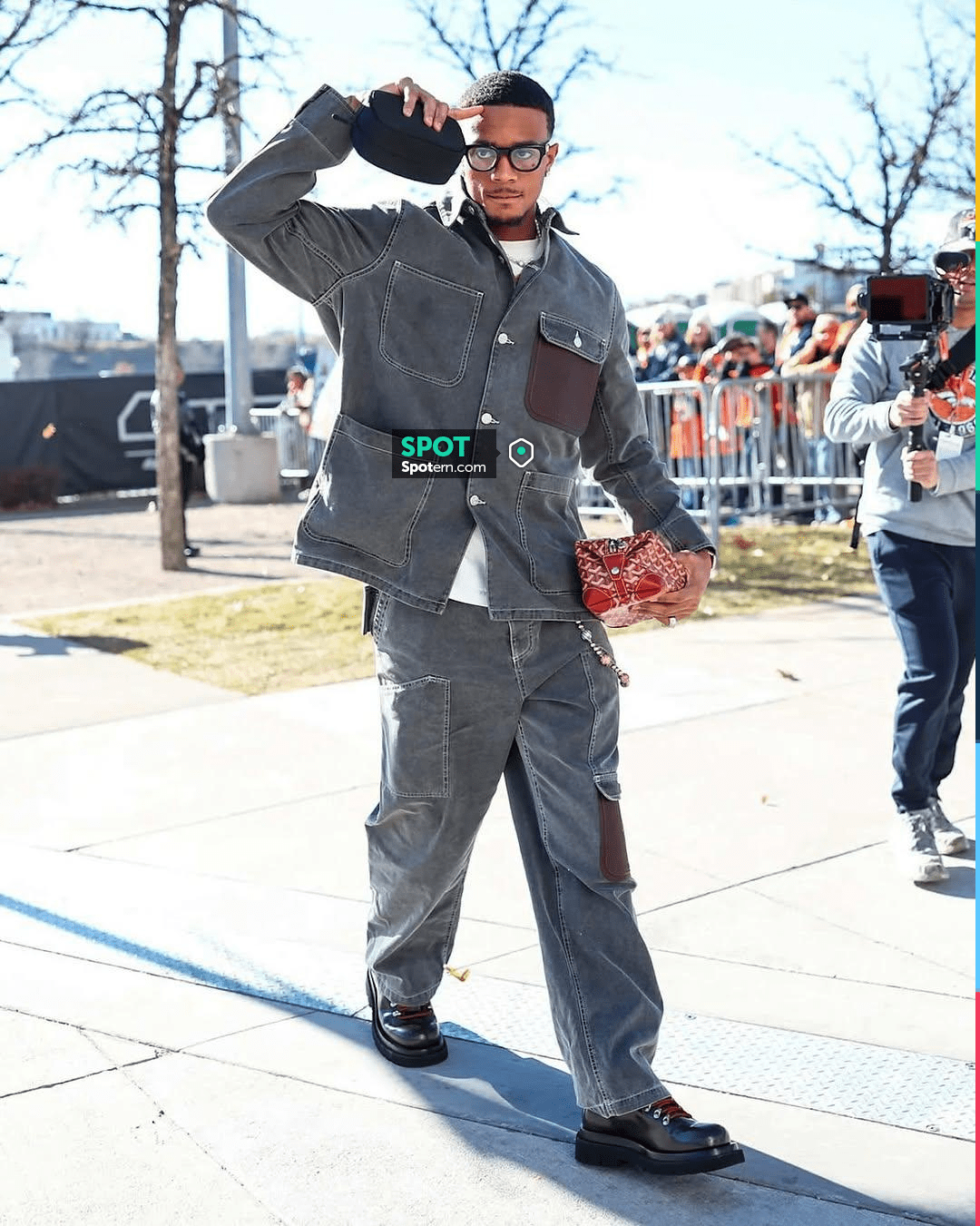 Dior x Stone Island Dark Grey Leather Patch Jacket worn by Patrick ...
