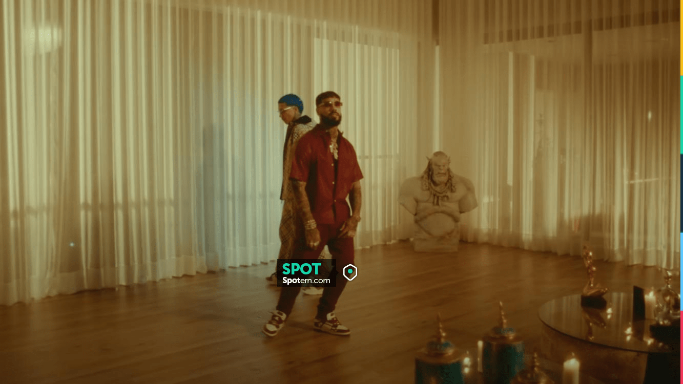 Amiri Red Waxed Serif Logo Jeans worn by Anuel AA in BLESSD ANUEL AA ...