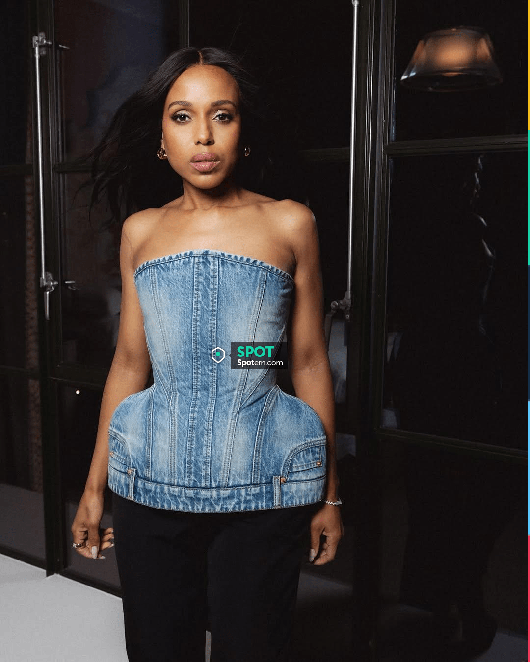 Balmain Structured Denim Bustier worn by Kerry Washington at Netflix's ...