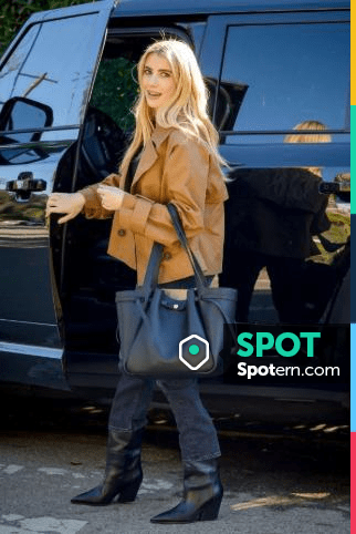 Tory Burch Romy Pebble Leather Tote worn by Emma Roberts in Los Angeles ...