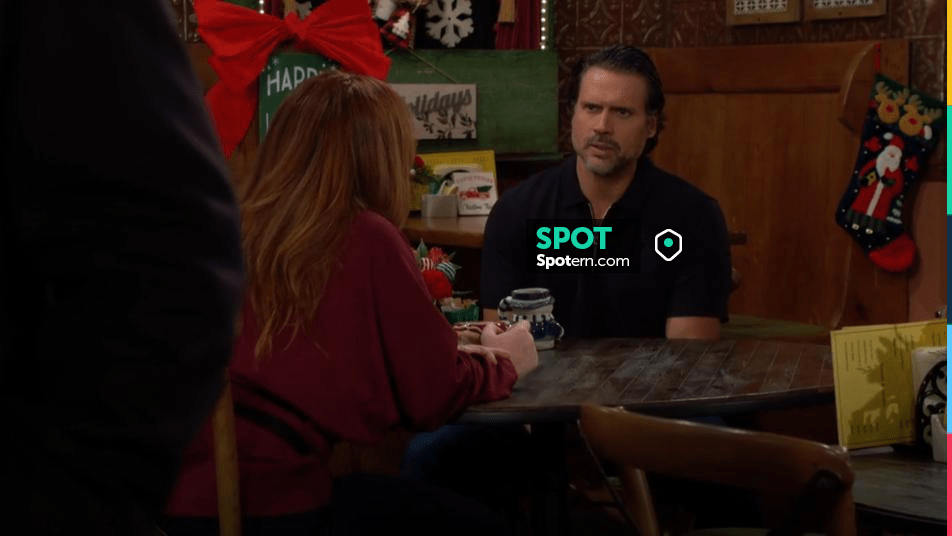 Reiss Quarter Zip Textured Polo Shirt worn by Nick Newman (Joshua Morrow) as seen in The Young ...