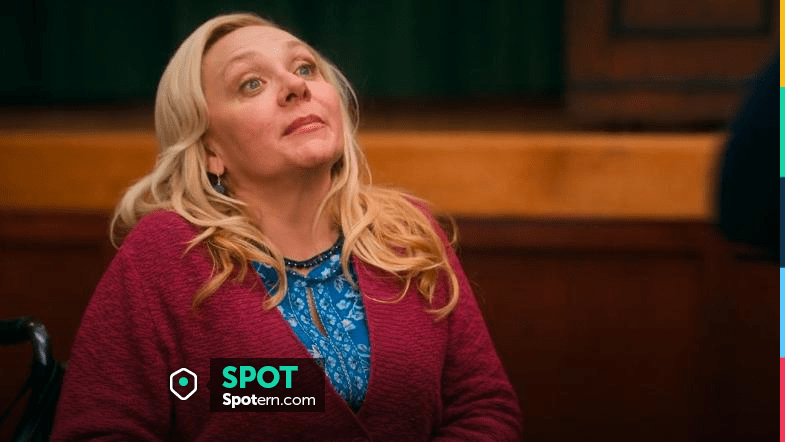 J Jill Slub Textured Button Front Cardi In Raspberry worn by Carol ...