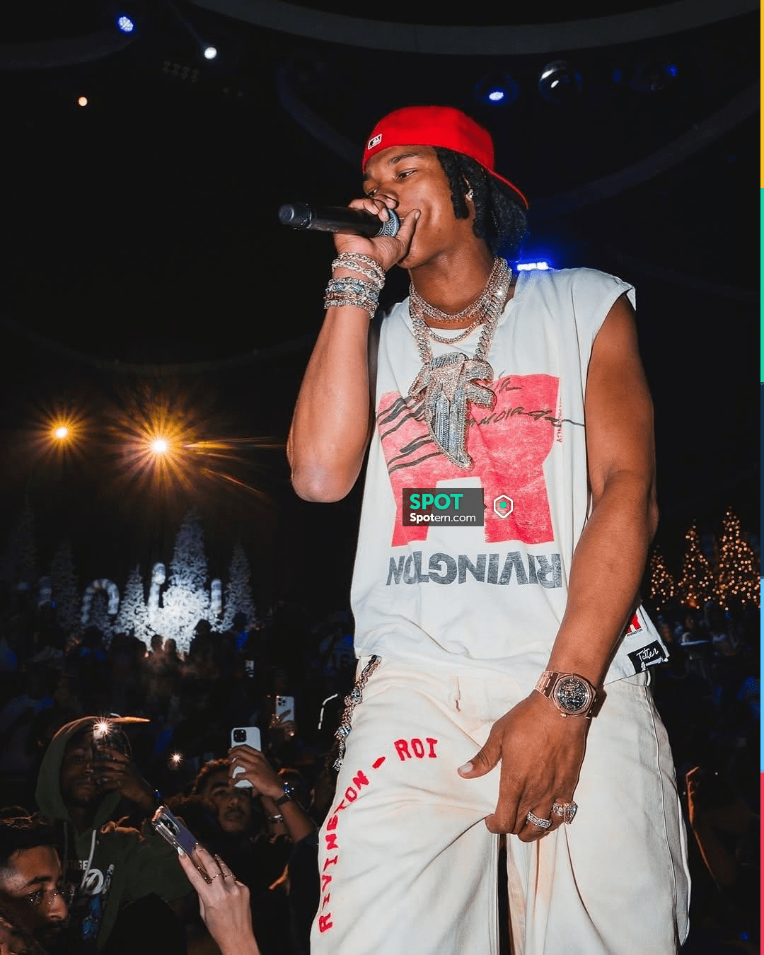 RRR-123 White & Red R Sleeveless T Shirt worn by Lil Baby on the ...