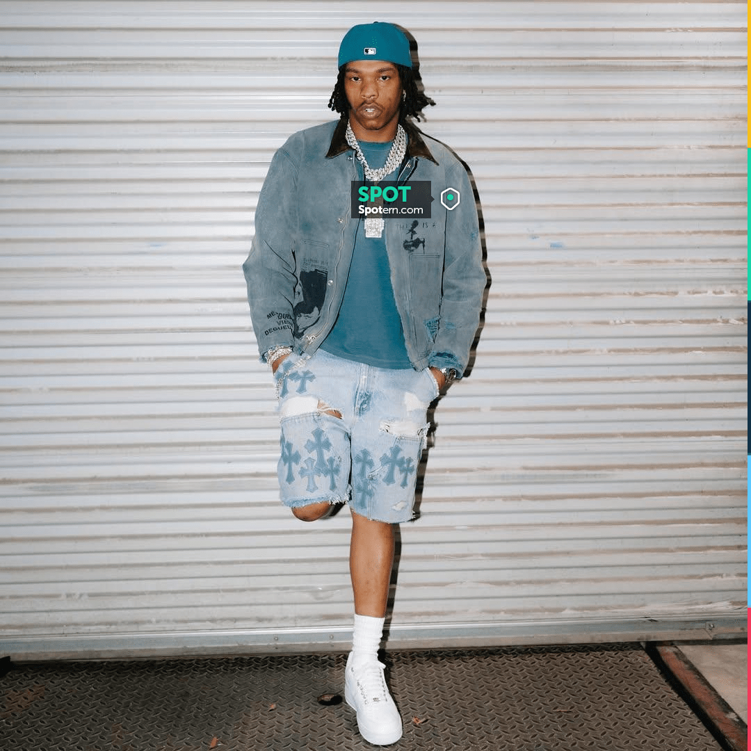 Enfants Riches Deprimes Blue Distressed Canvas Work Jacket worn by Lil ...