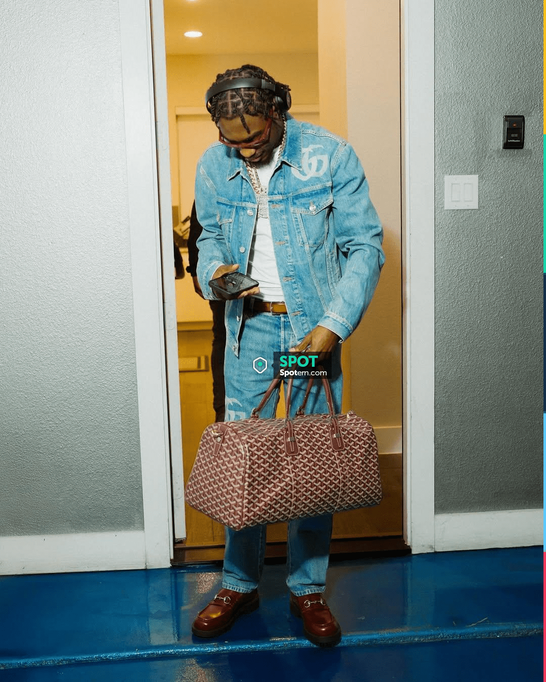 Gucci Blue Lasered GG-Logo Jeans worn by Lil Tjay on the Instagram ...