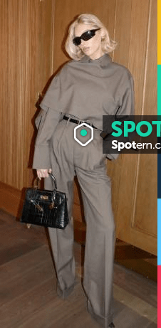 Helsa Logo Mini Waist Belt in Black Croco & Gold worn by Elsa Hosk on ...