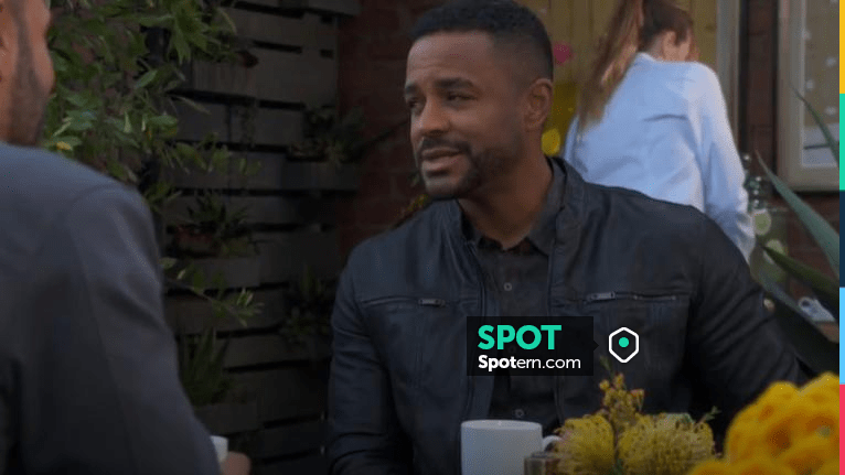 John Varvatos Brando Band Collar Leather Jacket worn by Nate Hastings ...