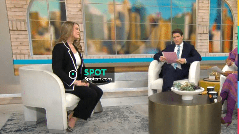 Halogen Tipped Knit Blazer worn by Ashley Sharp as seen in CBS Mornings ...