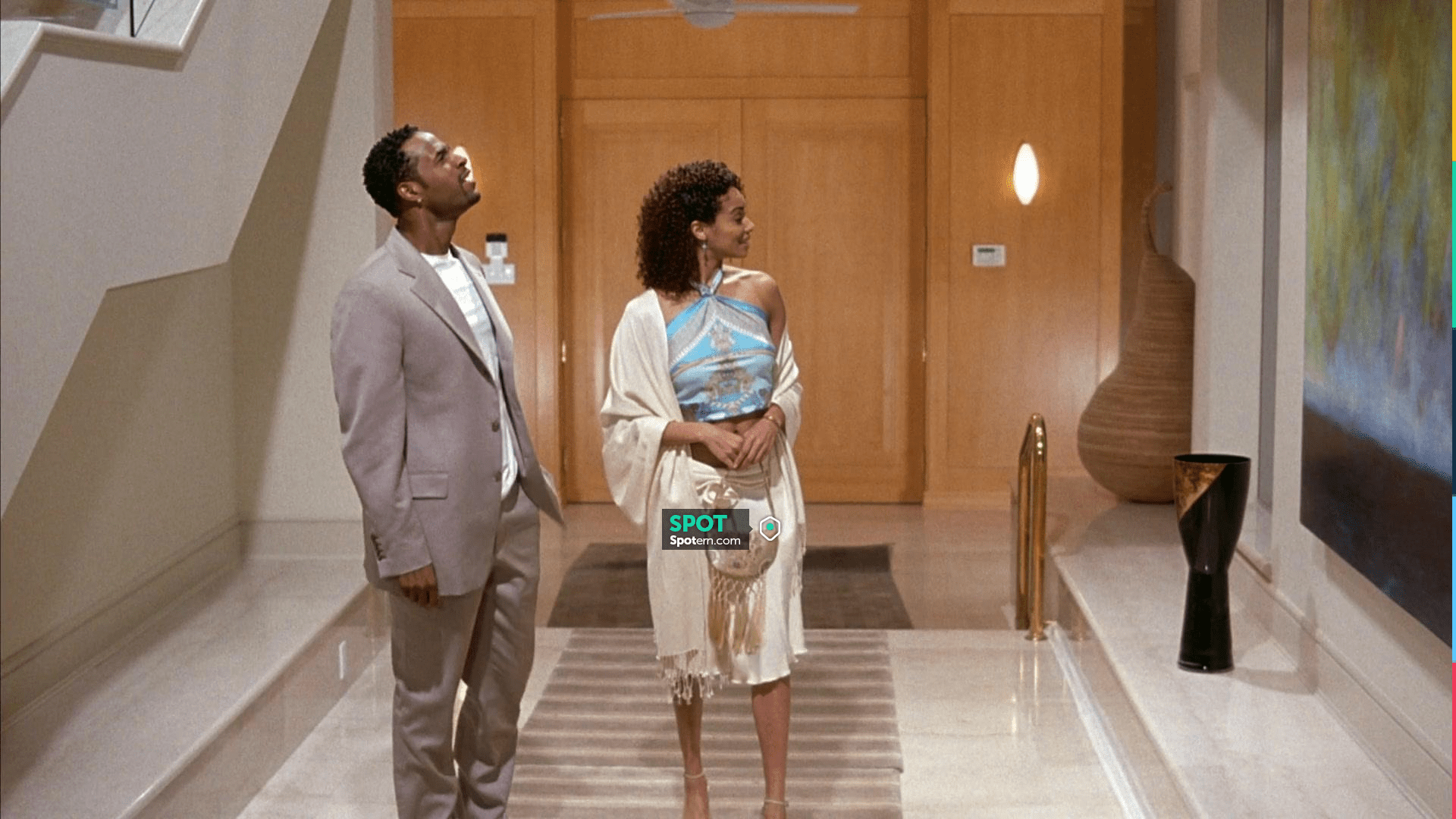 Carolina Benoit Knee Length White Cocoon Skirt worn by Denise Porter ...