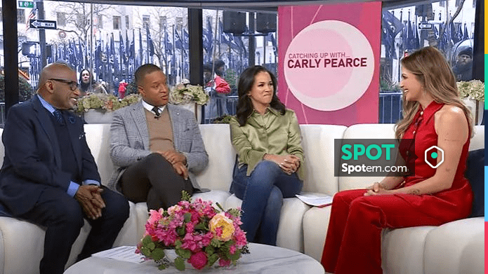 Trina Turk Elainia Top in Red Spark worn by Carly Pearce as seen in ...