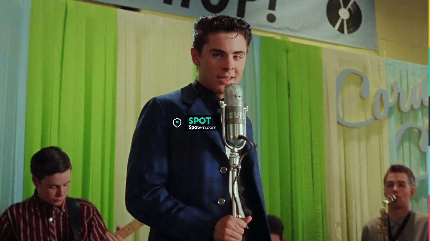 Blue and Black Poplin Suit with White Tie worn by Link Larkin (Zac ...