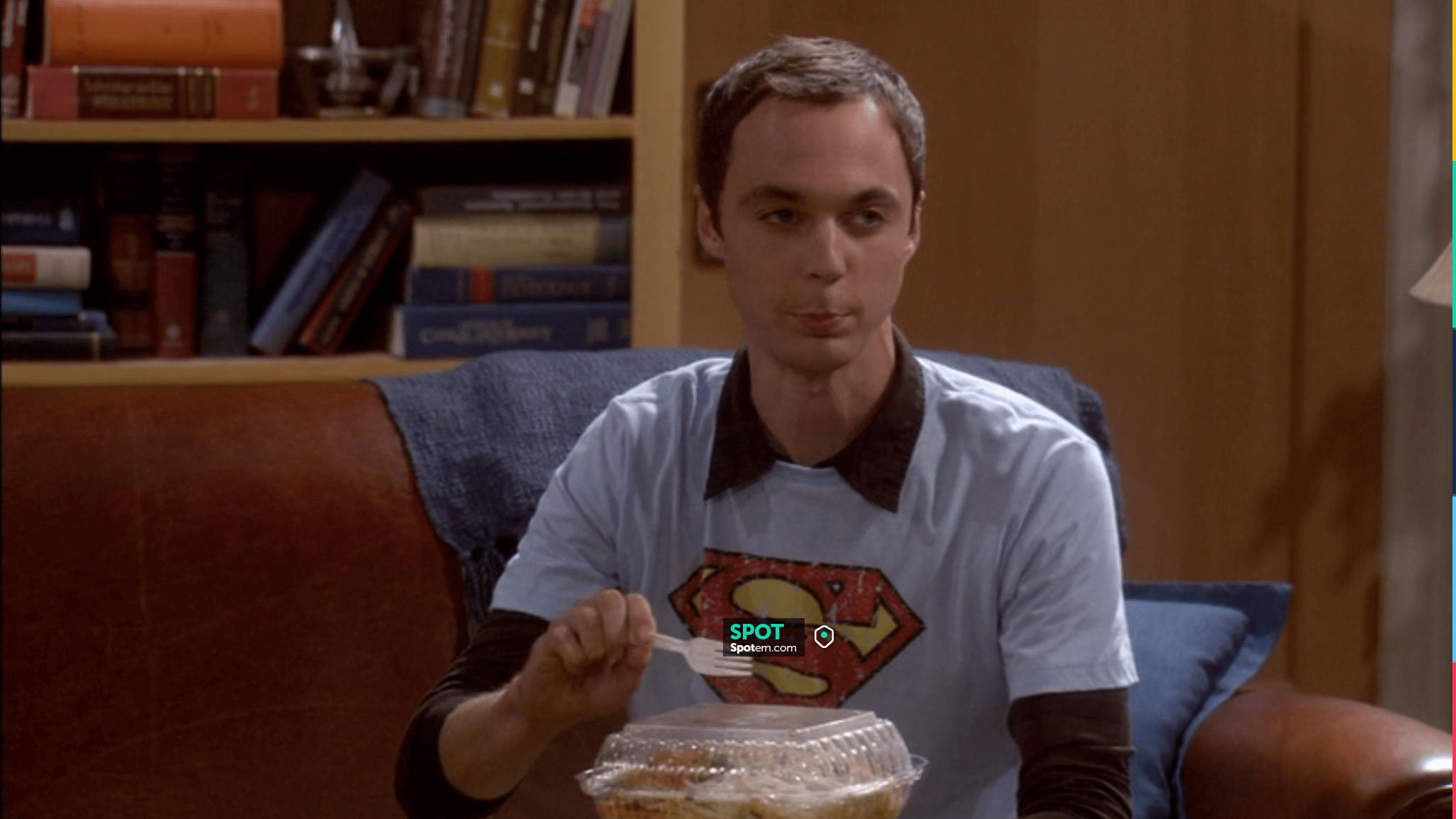 Light Blue Distressed Superman Shield Logo Shirt of Sheldon Cooper (Jim ...