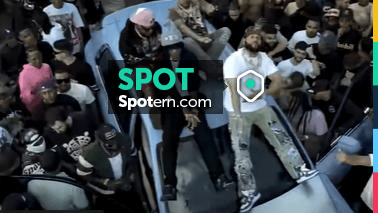 Helmut White Back-Logo T-Shirt worn by El Alfa in El Alfa "El Jefe" x Hades66 x Luis Brown x Lil ...