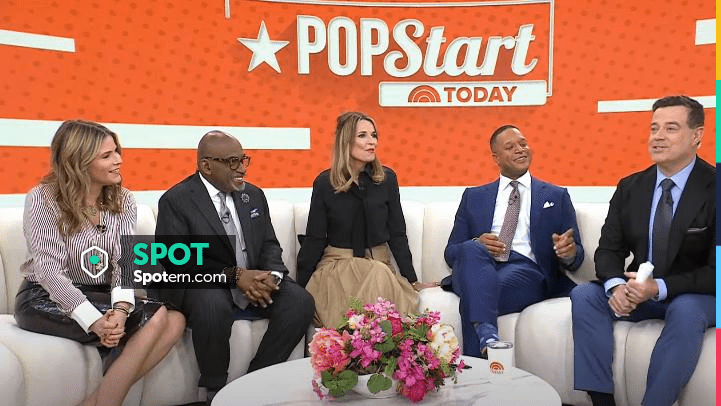 Veronica Beard Amelia Silk Shirt in Whisky Off White worn by Jenna Bush ...