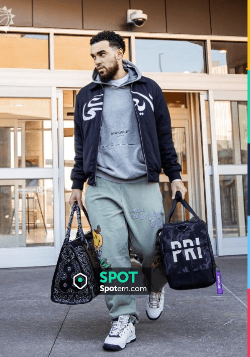 Amiri Black Bandana Leather 'Weekender' Bag worn by Tyus Jones on the ...