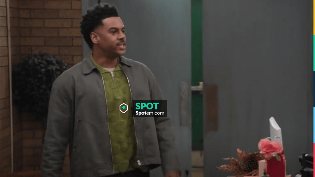 Brain Dead Dot Half-Zip Sweater In Green worn by Tariq (Zack Fox) as ...