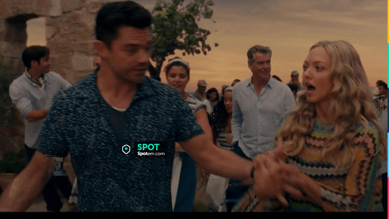 Blue printed shirt worn by Sky (Dominic Cooper) in Mamma Mia! Here We Go Again | Spotern