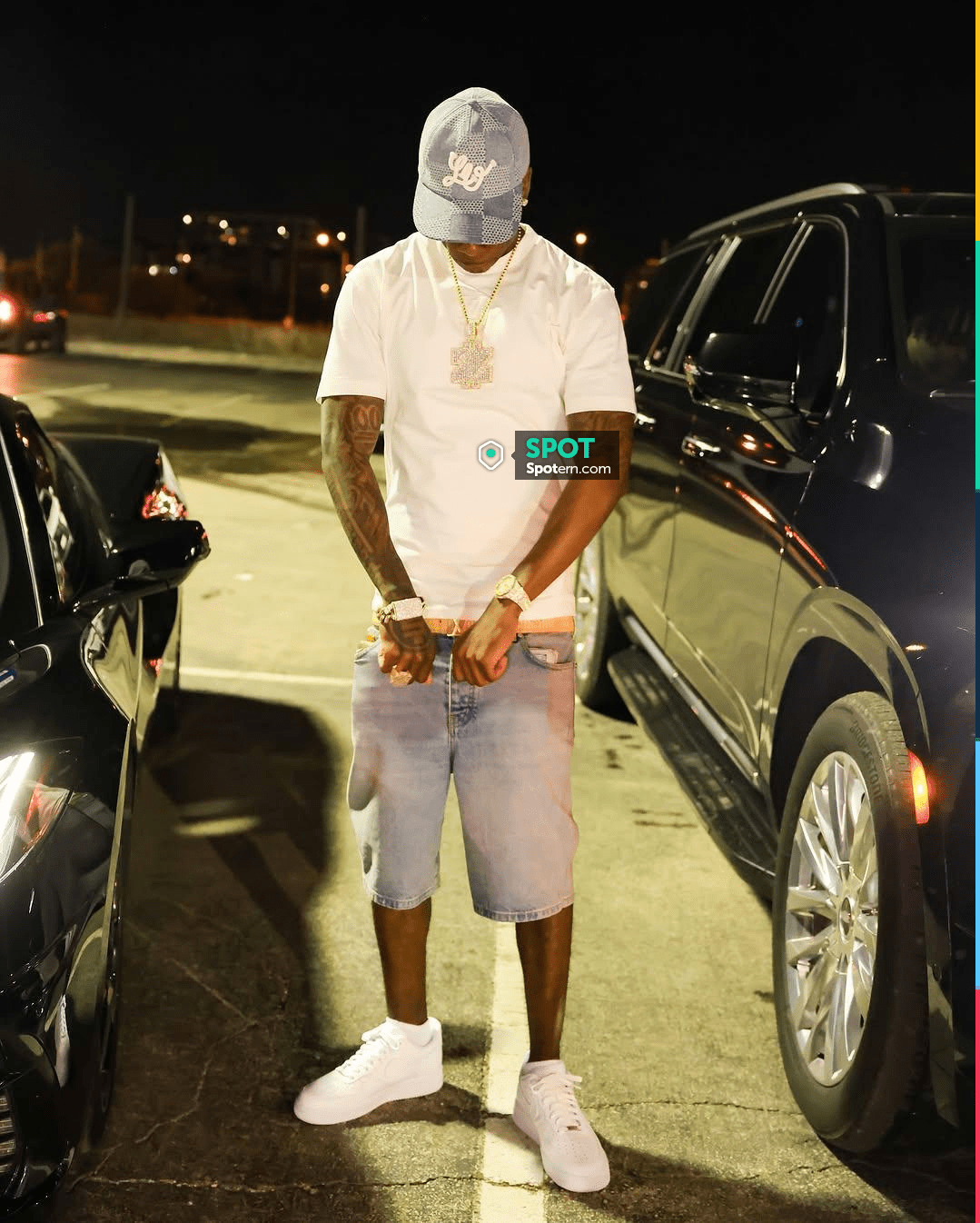 Louis Vuitton White LV Embossed T-Shirt worn by Zillionaire Doe on the Instagram account ...