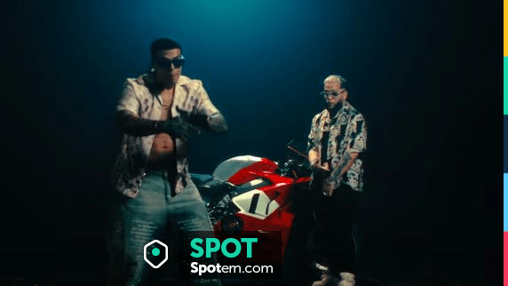 Who Decides War Light Blue Destroyed-Side Scripture Jeans worn by Lunay in Casper Magico, Lunay ...